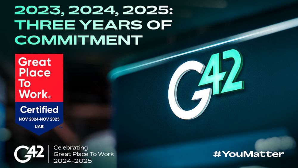 G42 certified as a Great Place to Work in the UAE for the third consecutive year